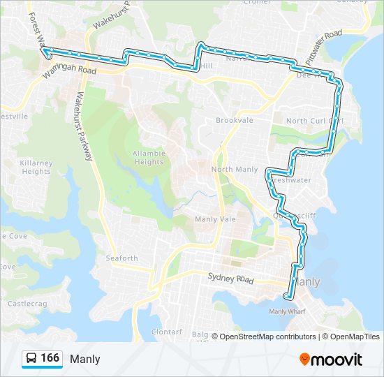 166 Route: Schedules, Stops & Maps - Manly (Updated)