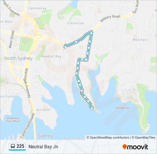225 Route: Schedules, Stops & Maps - Neutral Bay Jn (Updated)