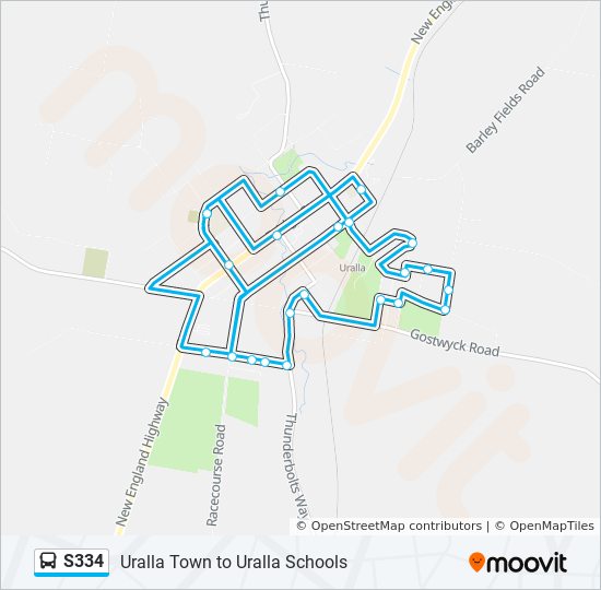 s334 Route: Schedules, Stops & Maps - Uralla Schools (Updated)