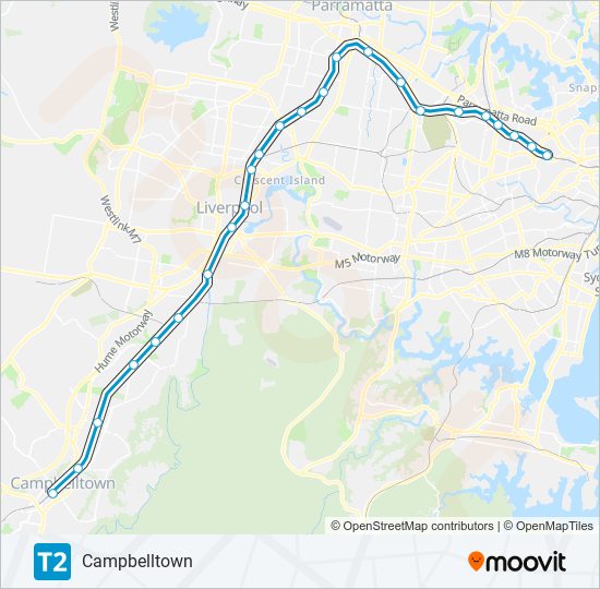 t2 Route: Schedules, Stops & Maps - Campbelltown (Updated)