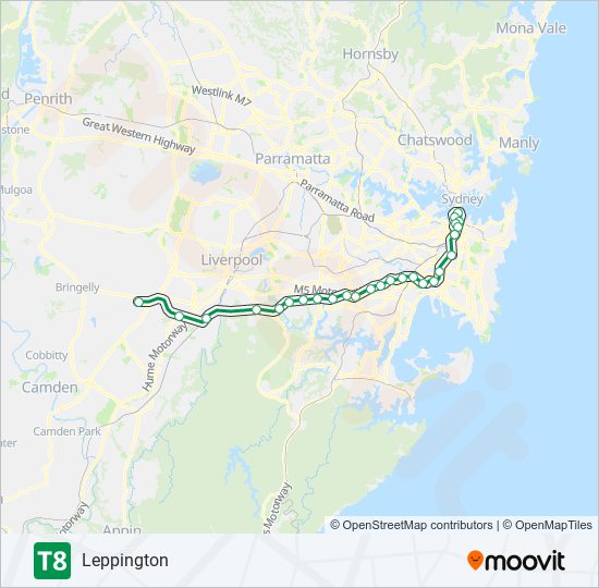 t8 Route: Schedules, Stops & Maps - Leppington (Updated)