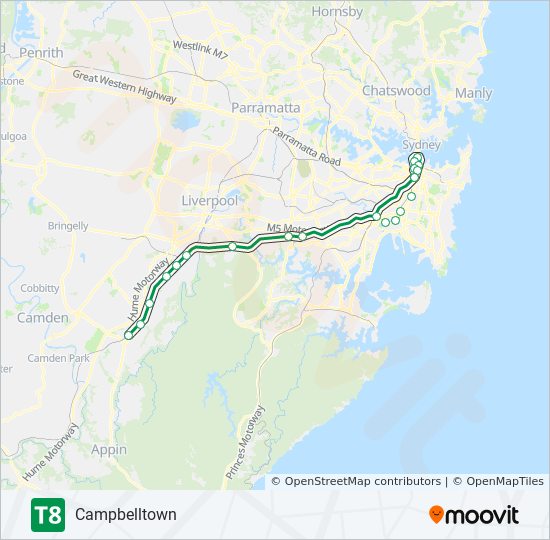 t8 Route: Schedules, Stops & Maps - Campbelltown (Updated)