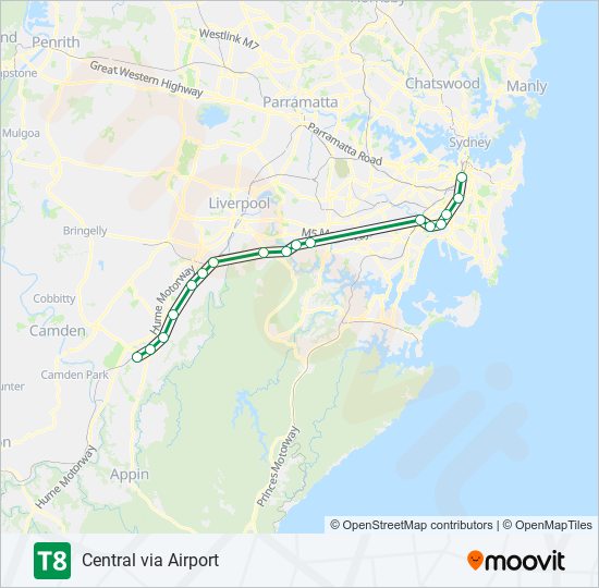 t8 Route: Schedules, Stops & Maps - Central via Airport (Updated)