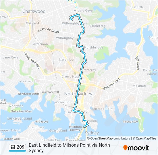 209 Route: Schedules, Stops & Maps - Milsons Point (Updated)