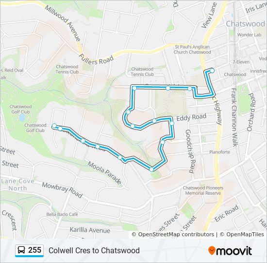 255 Route: Schedules, Stops & Maps - Chatswood West (Updated)