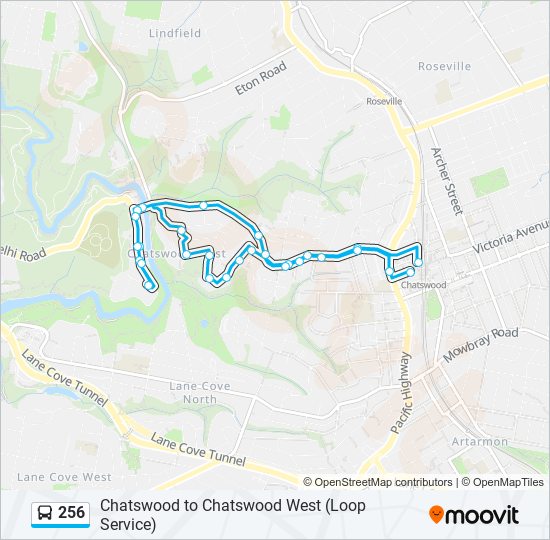 256 Route: Schedules, Stops & Maps - Chatswood (Updated)
