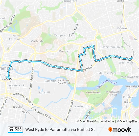 523 Route: Schedules, Stops & Maps - West Ryde (Updated)
