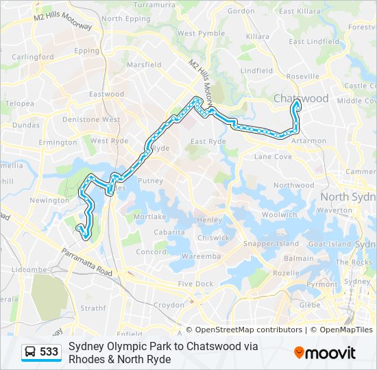 533 Route: Schedules, Stops & Maps - Chatswood (Updated)