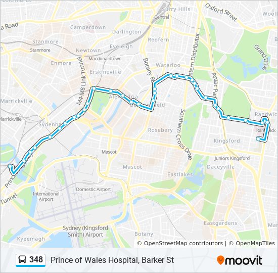 348 Route: Schedules, Stops & Maps - Prince of Wales Hospital, Barker ...