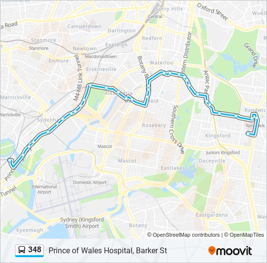 348 Route: Schedules, Stops & Maps - Prince of Wales Hospital, Barker ...