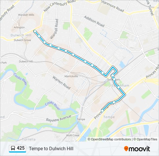 425 Route: Schedules, Stops & Maps - Tempe (Princes Highway) (Updated)