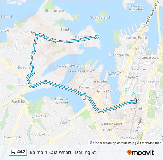 442 Route: Schedules, Stops & Maps - Balmain East Wharf - Darling St ...