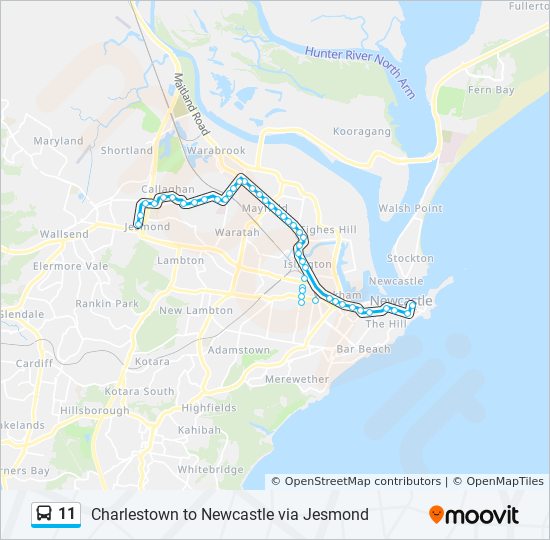 11 Route: Schedules, Stops & Maps - Jesmond (Updated)