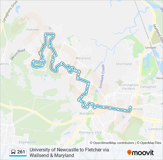 261 Route: Schedules, Stops & Maps - Stocklands Jesmond (Updated)
