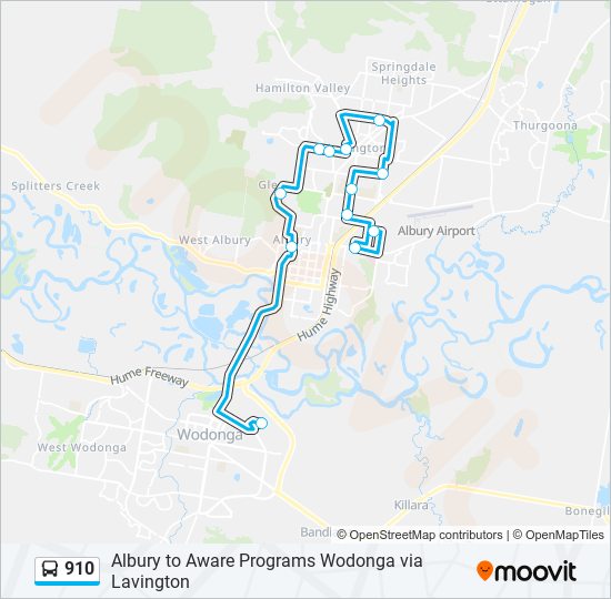 910 Route: Schedules, Stops & Maps - Albury (Updated)