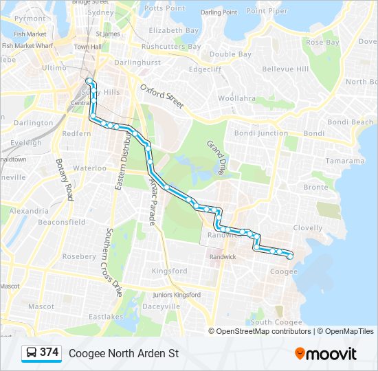 374 Route: Schedules, Stops & Maps - Coogee North Arden St (Updated)