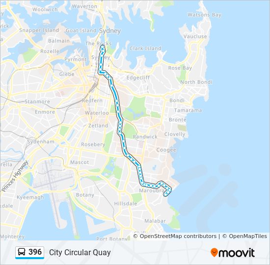 396 Route: Schedules, Stops & Maps - City Circular Quay (Updated)