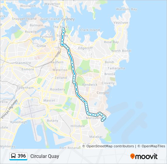 396 Route: Schedules, Stops & Maps - Circular Quay (Updated)