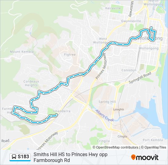 s183 Route: Schedules, Stops & Maps - Unanderra (Updated)