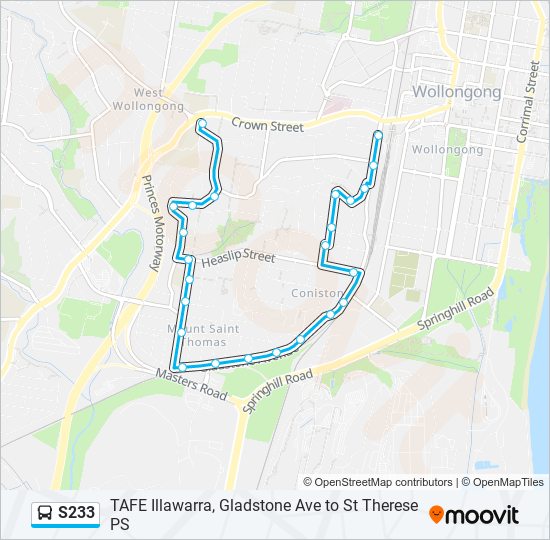 s233 Route: Schedules, Stops & Maps - Wollongong Stn (Updated)