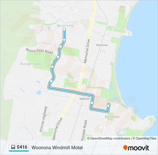 s416 Route: Schedules, Stops & Maps - Woonona Windmill Motel (Updated)