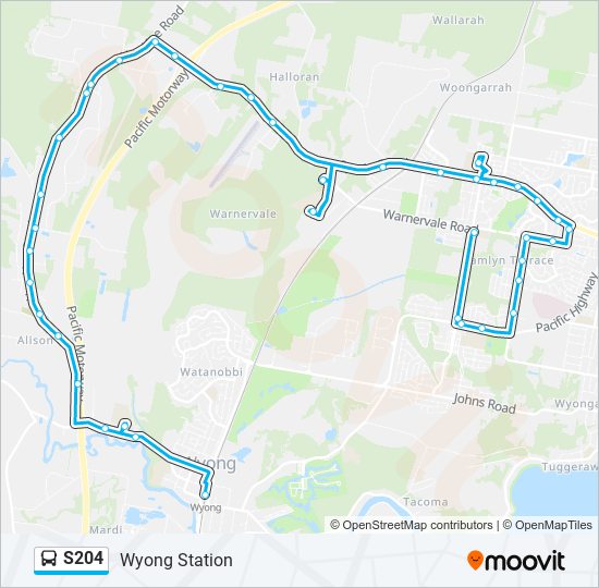 s204 Route: Schedules, Stops & Maps - Wyong Station (Updated)
