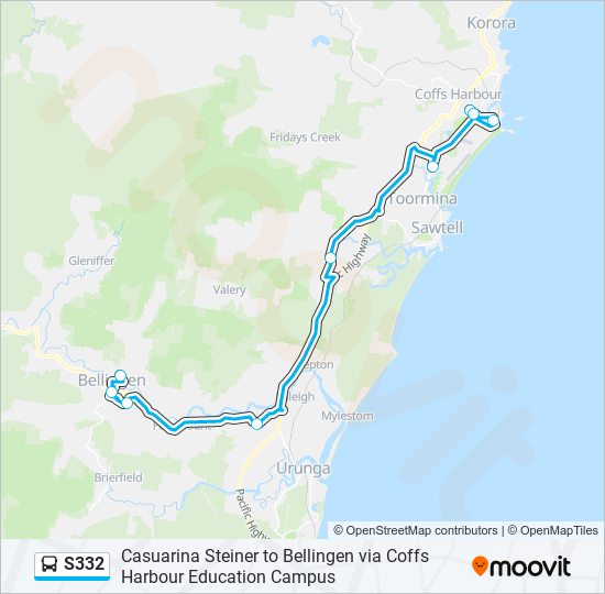 s332 Route: Schedules, Stops & Maps - North Bellingen (Updated)