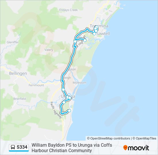 s334 Route: Schedules, Stops & Maps - Urunga (Updated)
