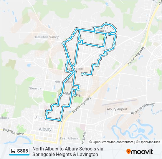 s805 Route: Schedules, Stops & Maps - North Albury (Updated)