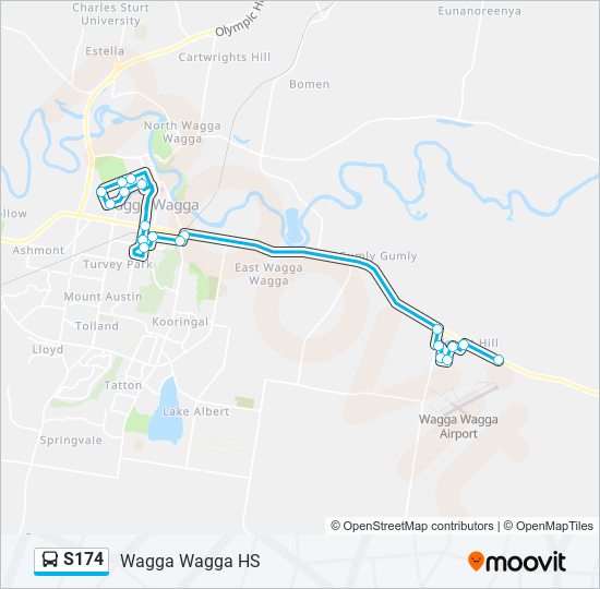 s174 Route: Schedules, Stops & Maps - Wagga Wagga (Updated)