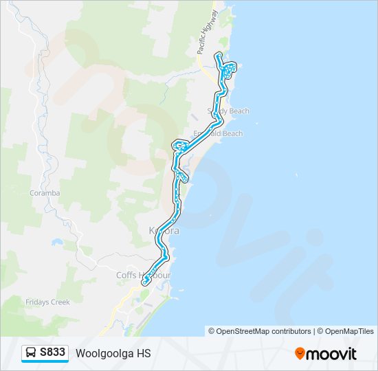 s833 Route: Schedules, Stops & Maps - Woolgoolga HS (Updated)