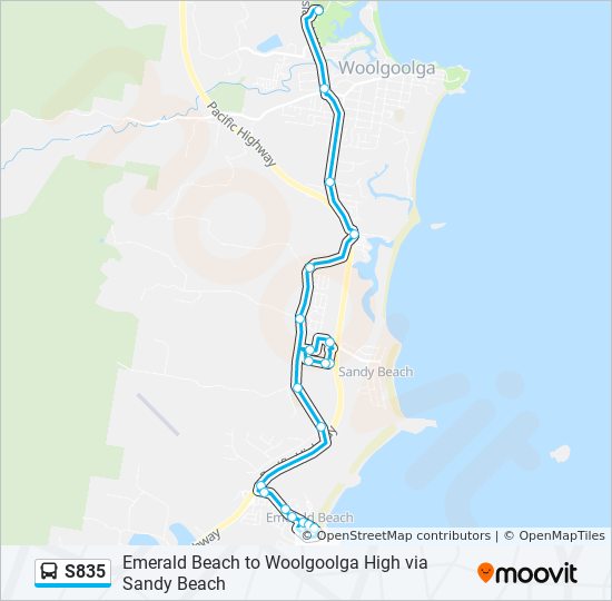 s835 Route: Schedules, Stops & Maps - Woolgoolga HS (Updated)