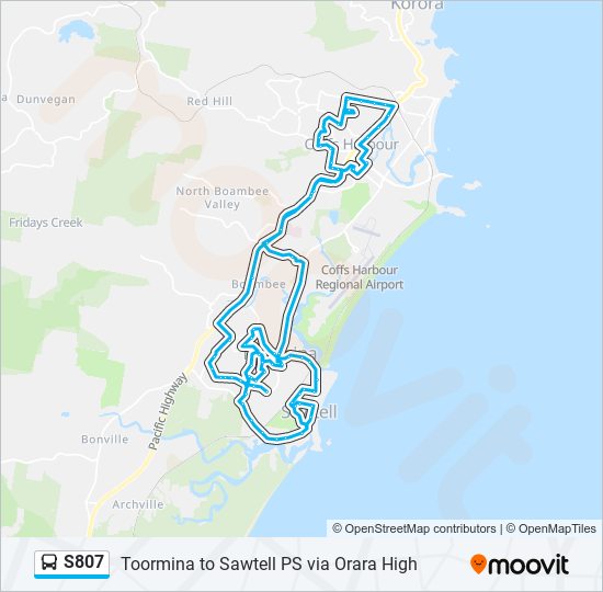 s807 Route: Schedules, Stops & Maps - Sawtell Primary (Updated)