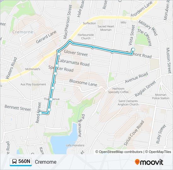 560n Route: Schedules, Stops & Maps - Cremorne (Updated)