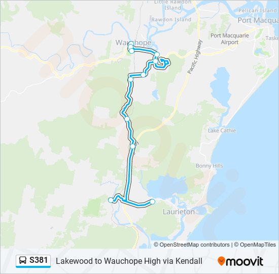 s381 Route: Schedules, Stops & Maps - Wauchope HS (Updated)
