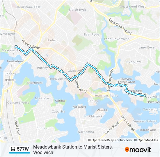 577w Route: Schedules, Stops & Maps - Meadowbank Station (Updated)