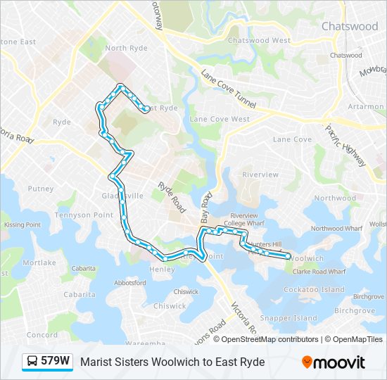 579w Route: Schedules, Stops & Maps - East Ryde (Updated)