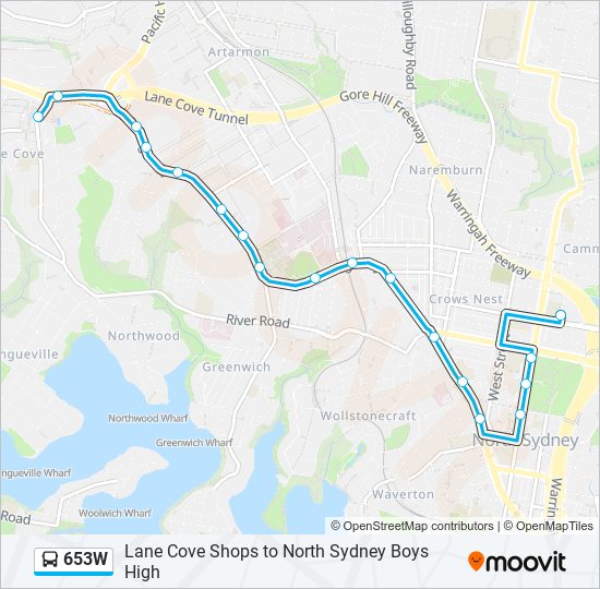653w Route: Schedules, Stops & Maps - ANZAC Park PS (Cammeray) (Updated)