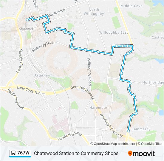 767w Route: Schedules, Stops & Maps - Cammeray Shops (Updated)