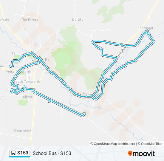 s153 Route: Schedules, Stops & Maps - Tamworth Buslines Dep (Updated)