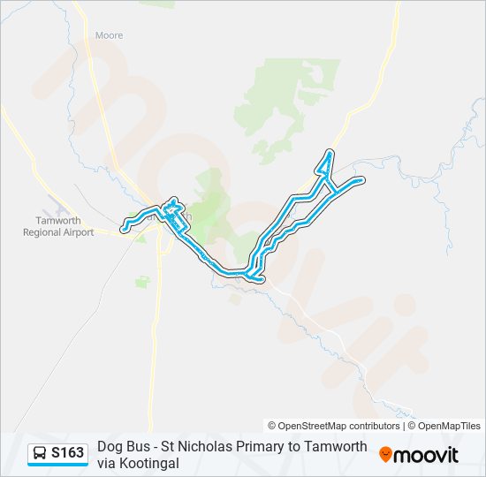 s163 Route: Schedules, Stops & Maps - Tamworth Buslines Dep (Updated)