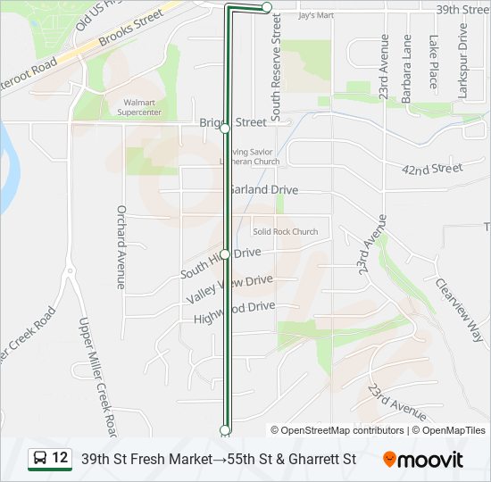 12 Route: Schedules, Stops & Maps - 39th St Fresh Market‎→55th St ...