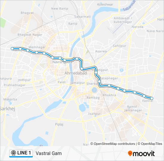 line 1 Route: Schedules, Stops & Maps - Vastral Gam (Updated)
