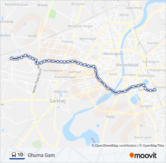 1d Route: Schedules, Stops & Maps - Ghuma Gam (Updated)