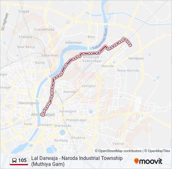 105 Route: Schedules, Stops & Maps - Lal Darwaja (Updated)