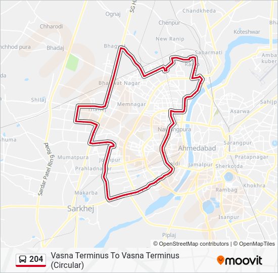 204 Route: Schedules, Stops & Maps - Vasna Terminus To Vasna Terminus ...