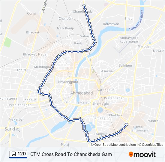 12d Route: Schedules, Stops & Maps - Chandkheda Gam (Updated)