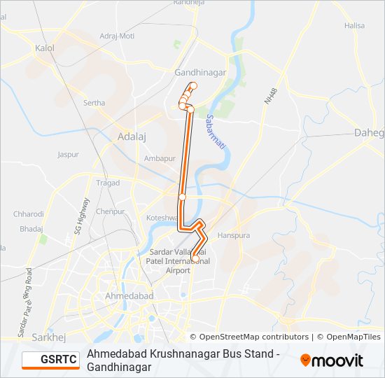 Gsrtc Route Schedules Stops And Maps Gandhinagar Updated