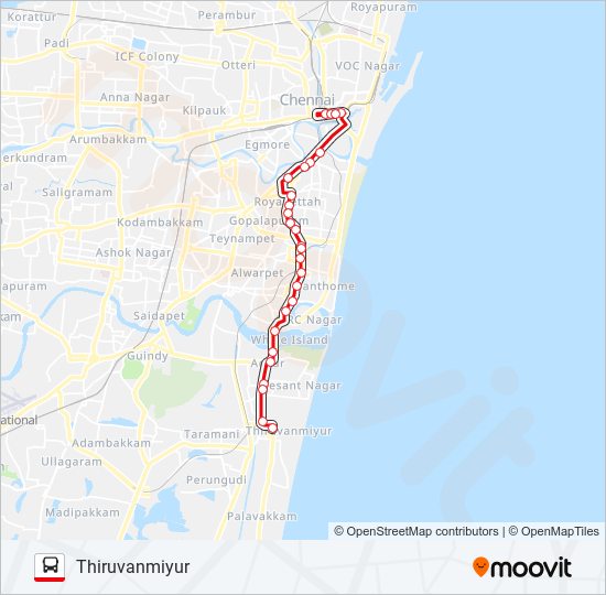 1 Route: Schedules, Stops & Maps - Thiruvanmiyur (Updated)