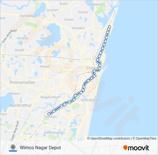 BLUE LINE Route: Schedules, Stops & Maps - Wimco Nagar Depot (Updated)